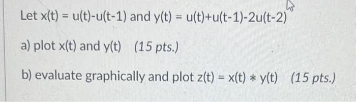 Solved Let x(t)=u(t)−u(t−1) and y(t)=u(t)+u(t−1)−2u(t−2) a) | Chegg.com