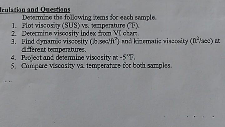 Solved lculation and Questions Determine the following items | Chegg.com