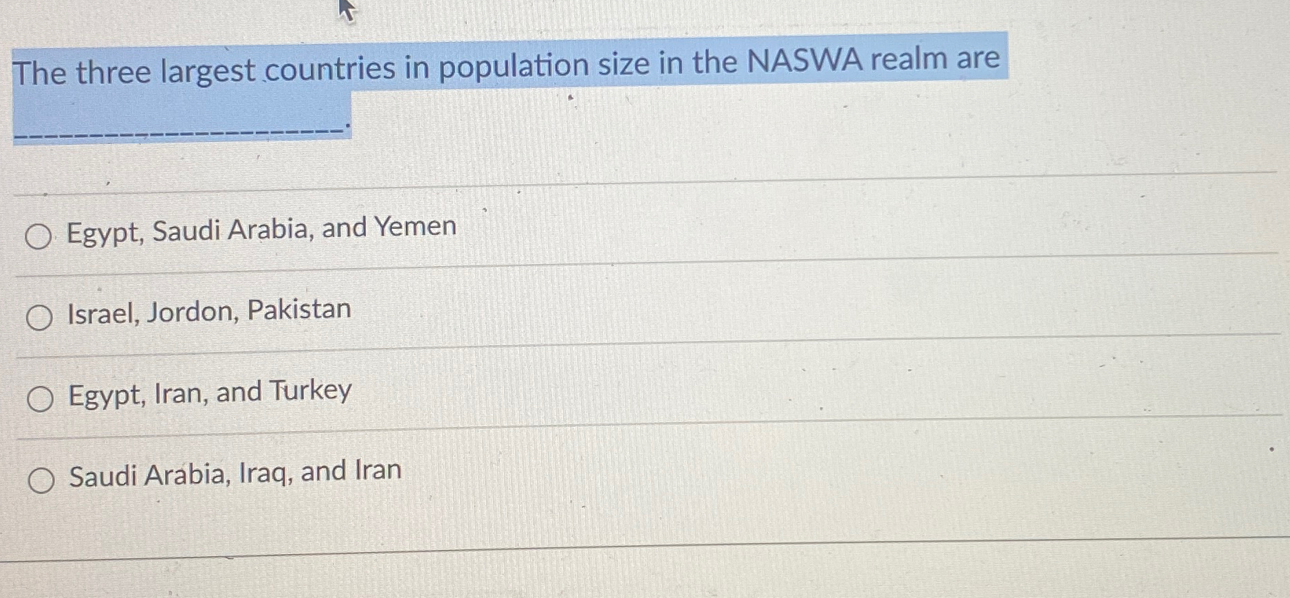 Solved The three largest countries in population size in the | Chegg.com