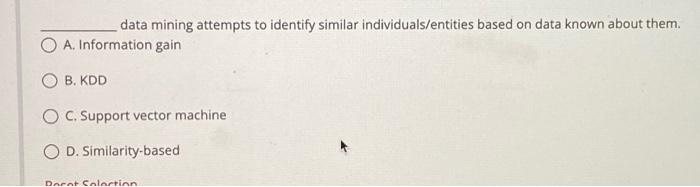 Solved data mining attempts to identify similar | Chegg.com