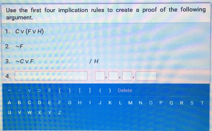 Solved use the first for implication was to create a proof | Chegg.com