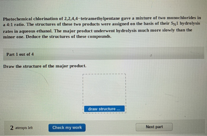 Solved Photochemical chlorination of | Chegg.com
