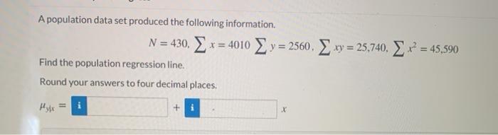 Solved A population data set produced the following | Chegg.com