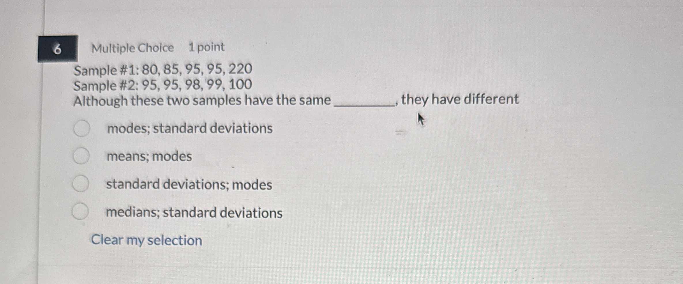 Solved 6Multiple Choice1 ﻿pointSample #1: | Chegg.com