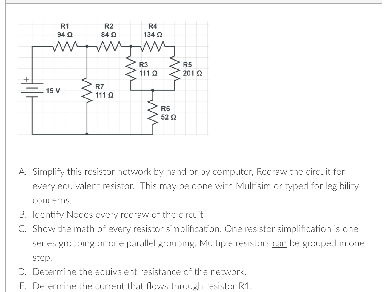 Solved A. ﻿Simplify this resistor network by hand or by | Chegg.com