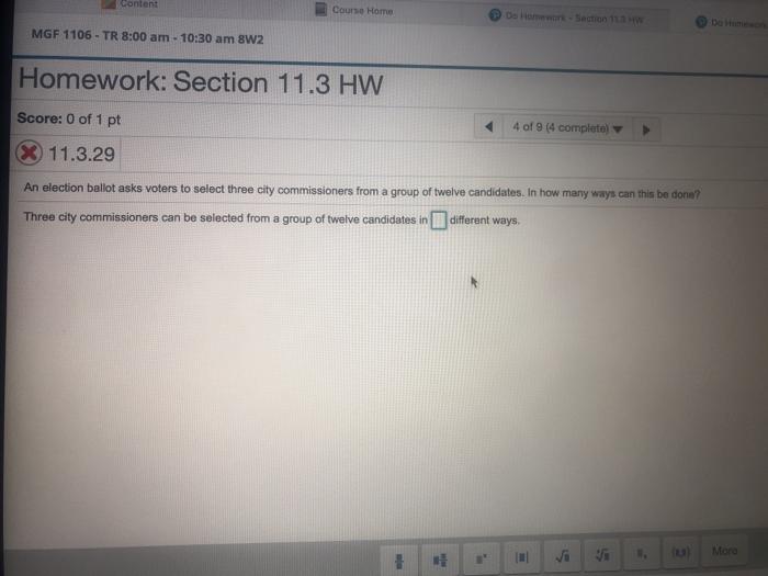 Solved Content Course Home MGF 1106 - TR 8:00 am - 10:30 am | Chegg.com