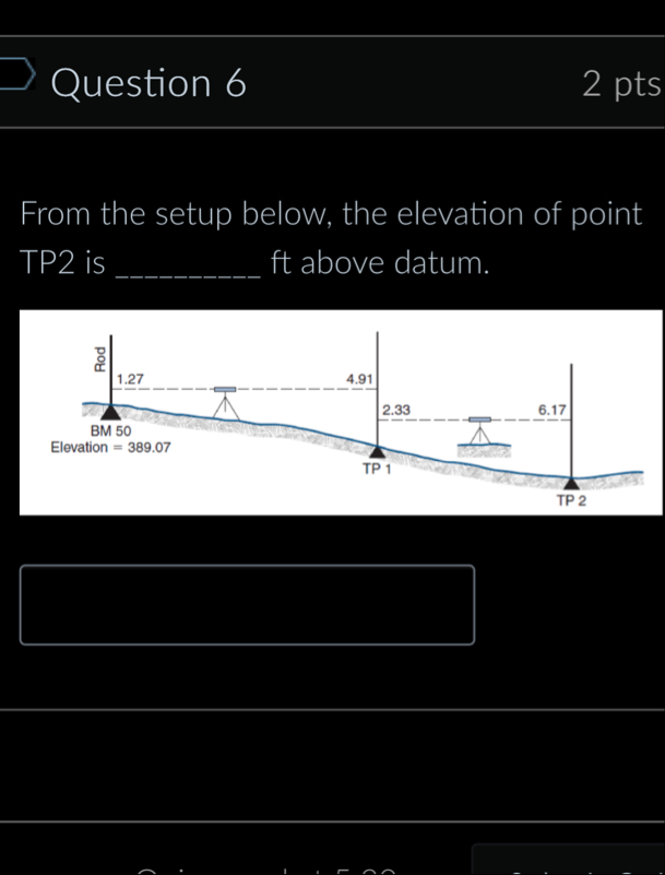 Solved Question 62 ﻿ptsFrom the setup below, the elevation | Chegg.com