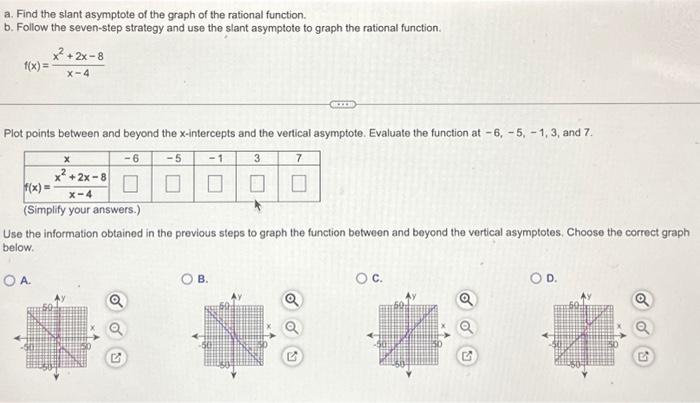 a. Find the slant asymptote of the graph of the | Chegg.com