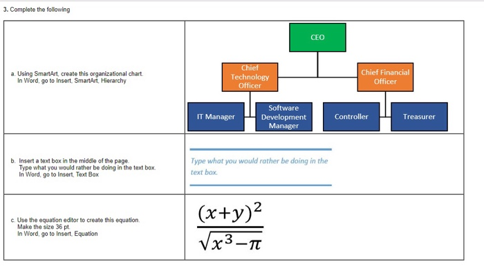 Solved 3 Complete Following Ceo Using Smartart Create Org