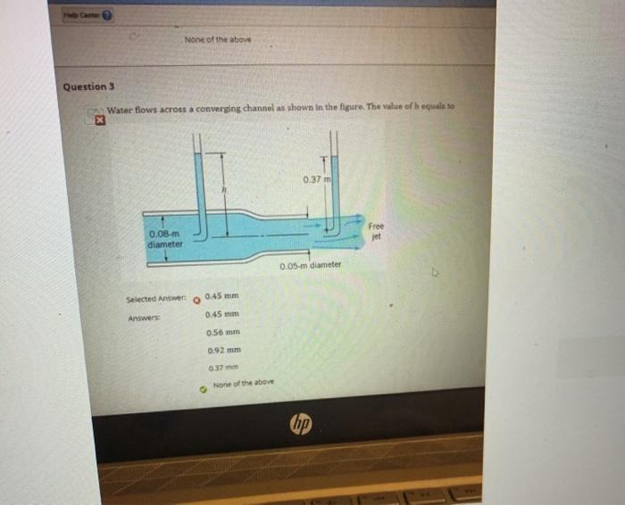 Solved None of the above Question 3 Water flows across a | Chegg.com