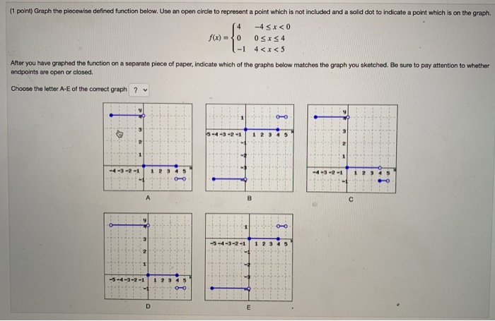 Solved (1 point) Graph the piecewise defined function below. | Chegg.com