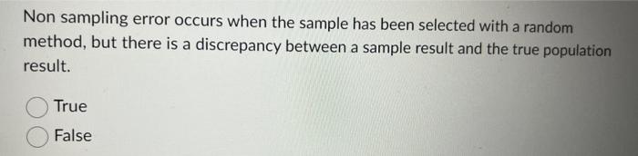 Solved Non sampling error occurs when the sample has been | Chegg.com