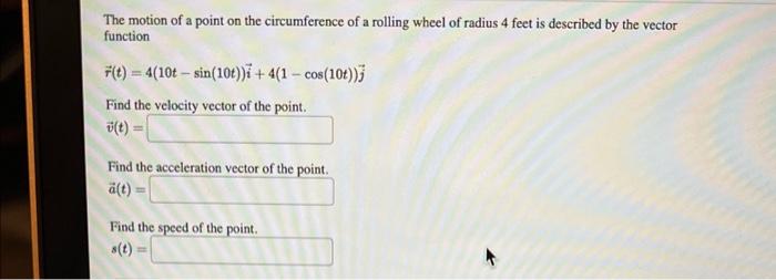 Solved The motion of a point on the circumference of a | Chegg.com