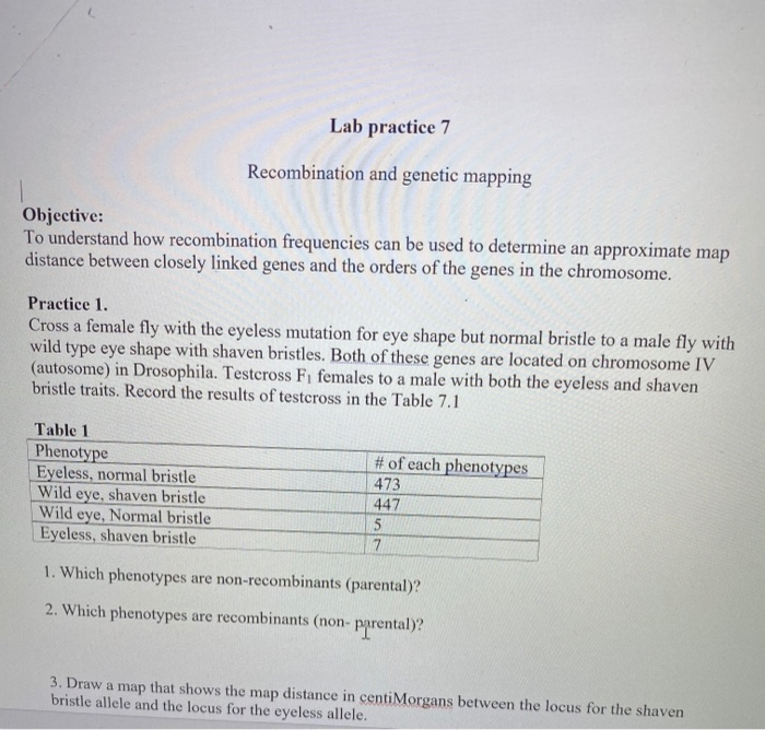 Solved Lab practice 7 Recombination and genetic mapping | Chegg.com