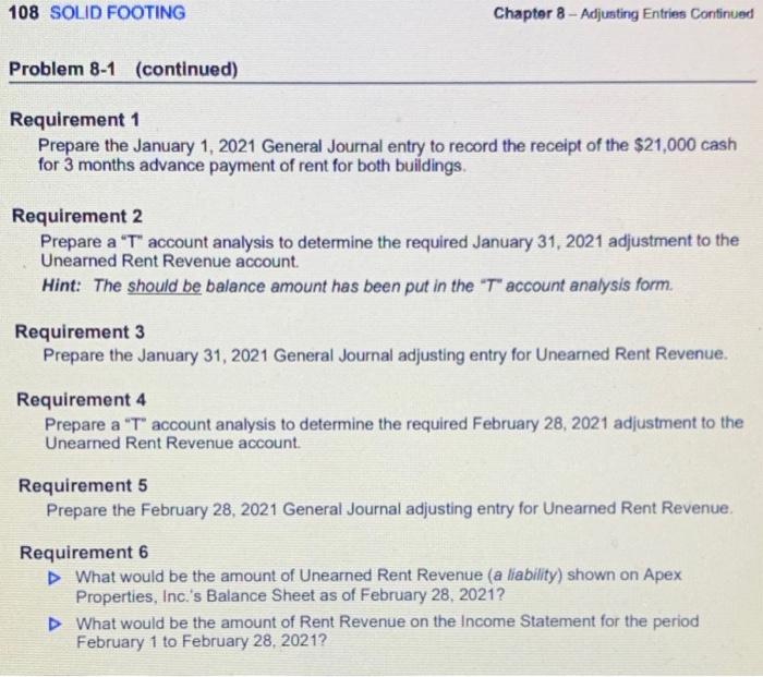 Solved problem 8-1 Collecting rent in advance and tge | Chegg.com Solved problem 8-1 Collecting rent in advance and tge | Chegg.com
