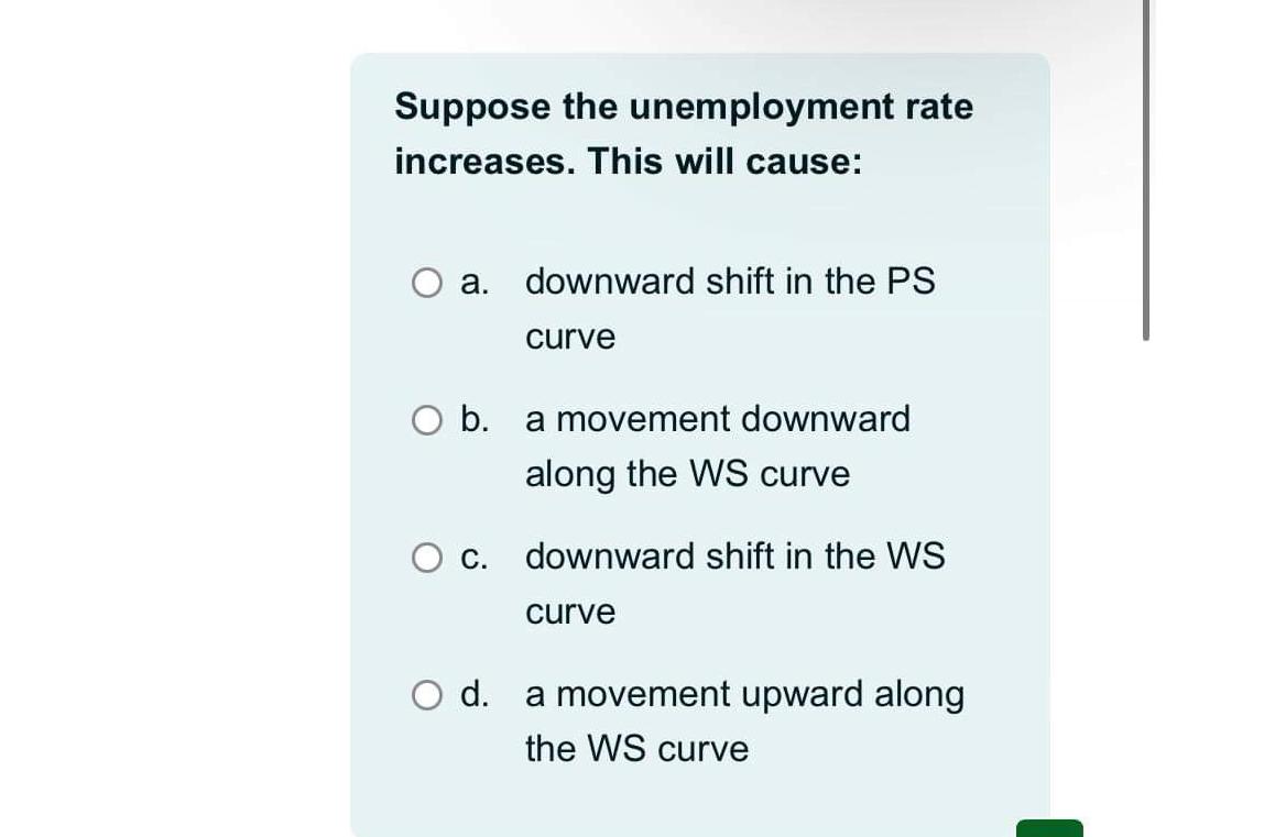 Solved Suppose the unemployment rate increases. This will | Chegg.com