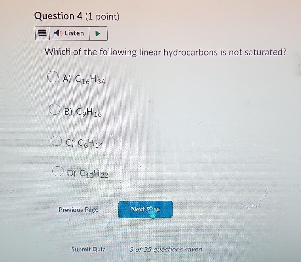 Solved Which of the following linear hydrocarbons is not | Chegg.com