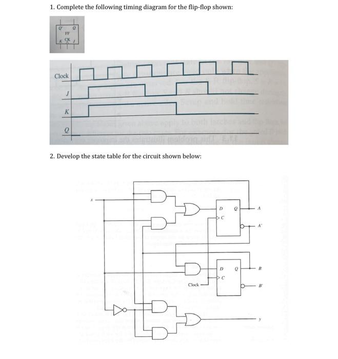 Solved 1. Complete the following timing diagram for the | Chegg.com