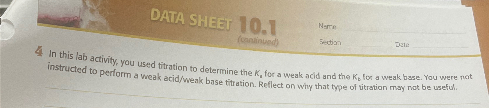 Solved DATA SHEEI 10.1(continued)NameSectionDate4. ﻿In this | Chegg.com