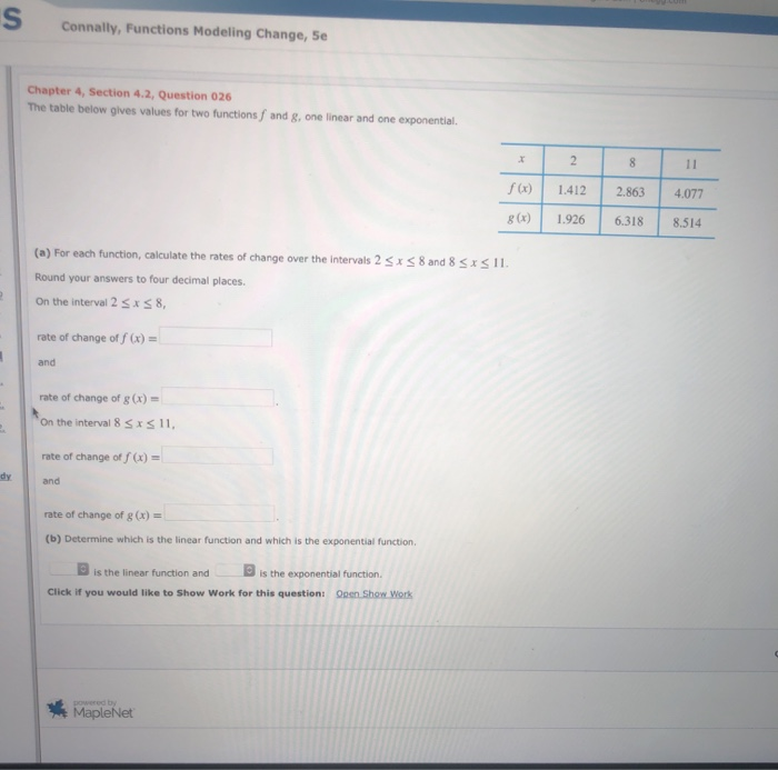 Solved Connally, Functions Modeling Change, 5e Chapter 4, | Chegg.com