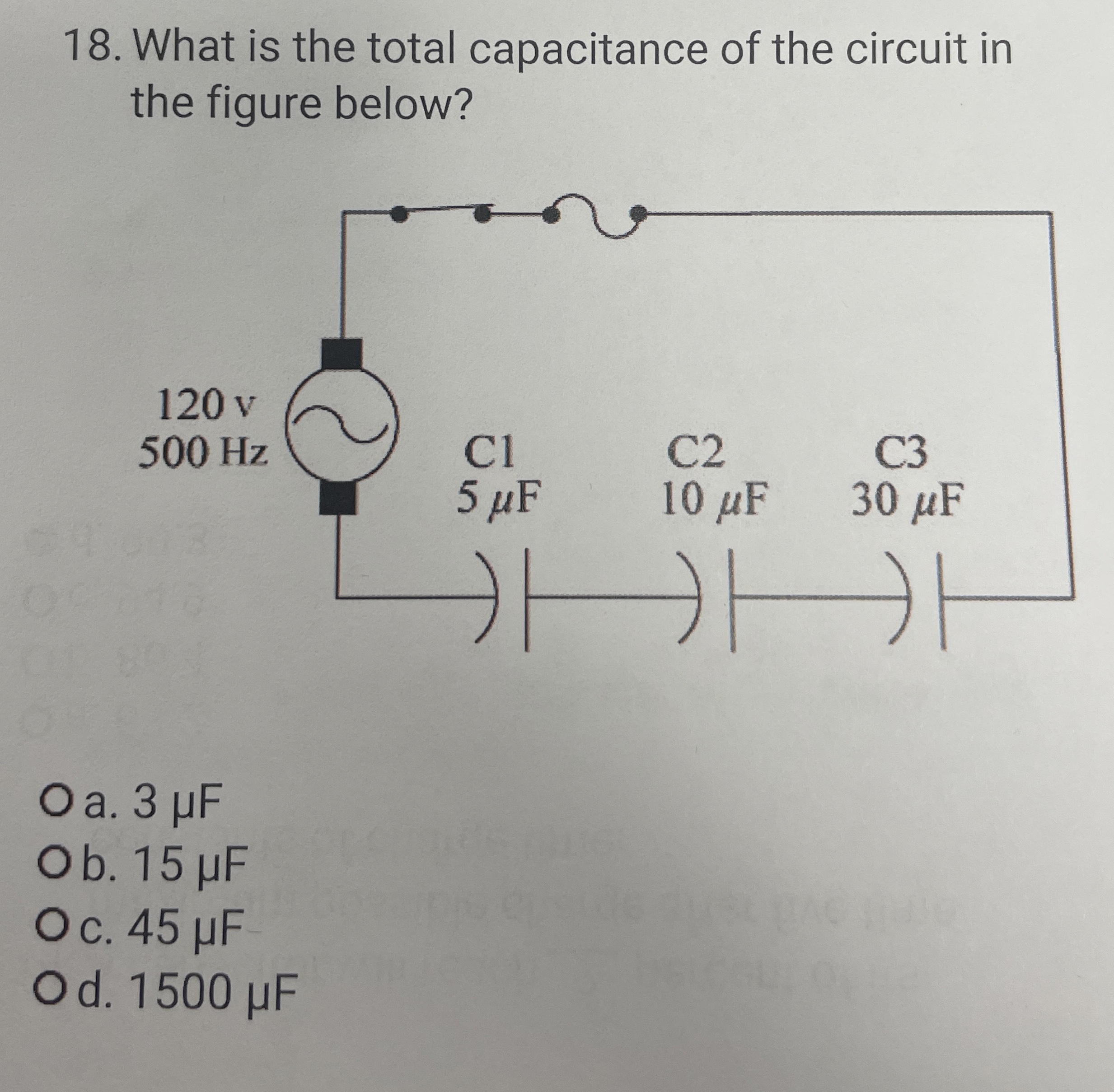 Solved What is the total capacitance of the circuit in the | Chegg.com