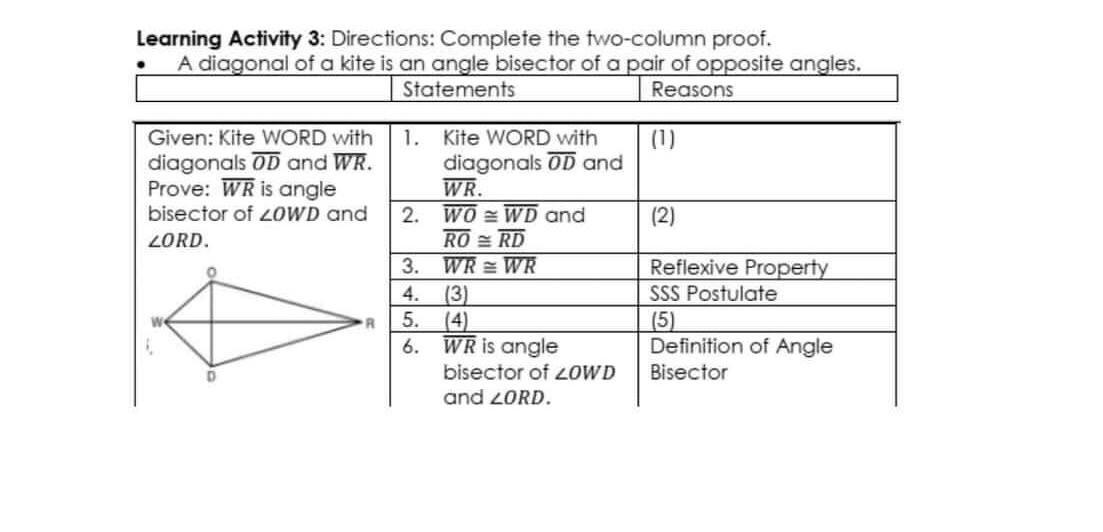 Solved Learner's Activity Sheet #3 Mathematics 9 Quarter 3 | Chegg.com