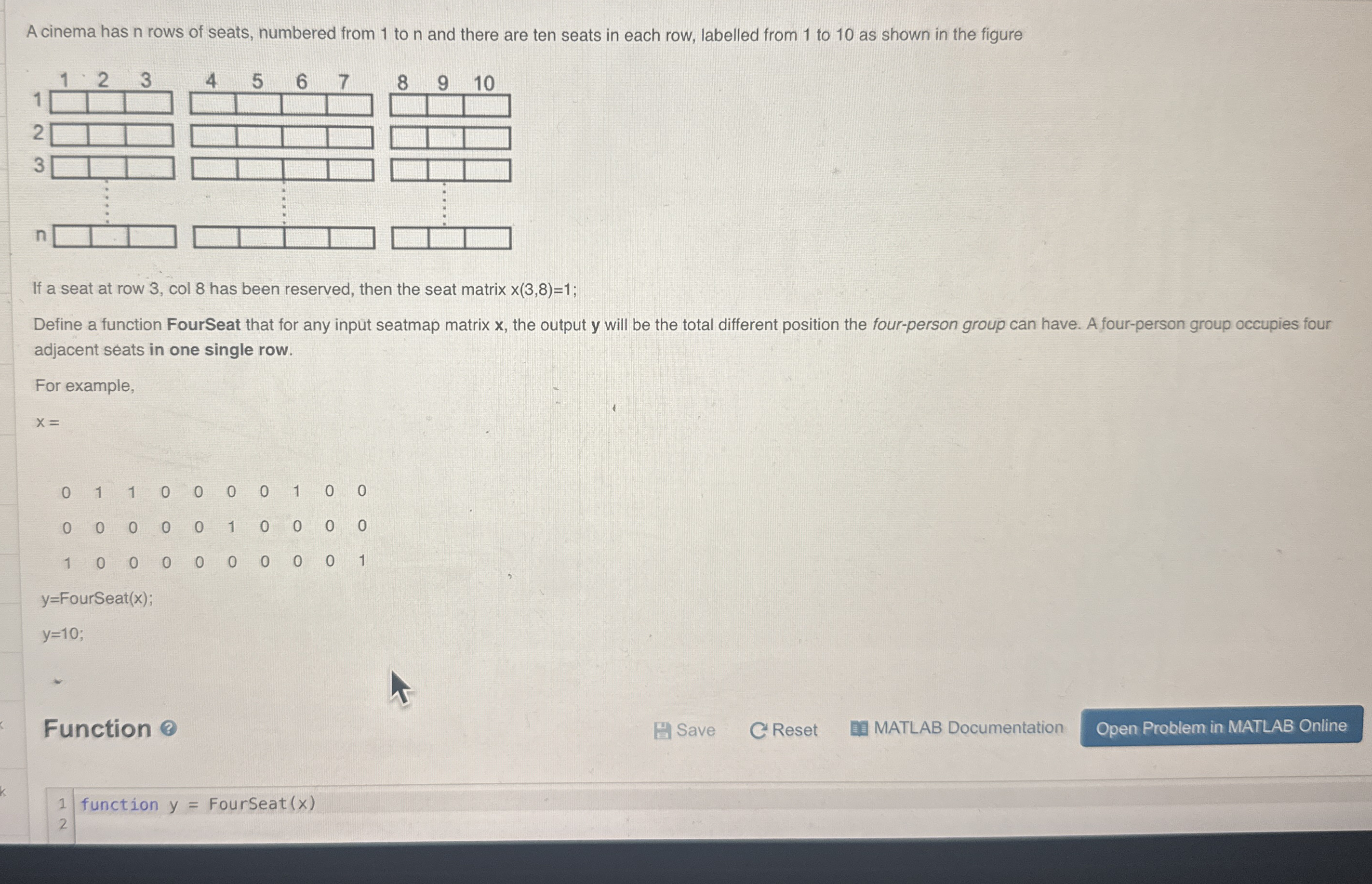 Solved A cinema has n rows of seats, numbered from 1 ﻿to n | Chegg.com