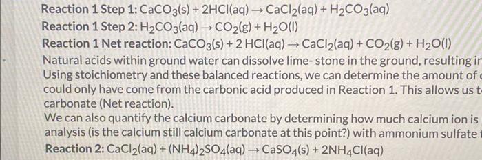 Solved Reaction 1 Step 1: CaCO3( | Chegg.com