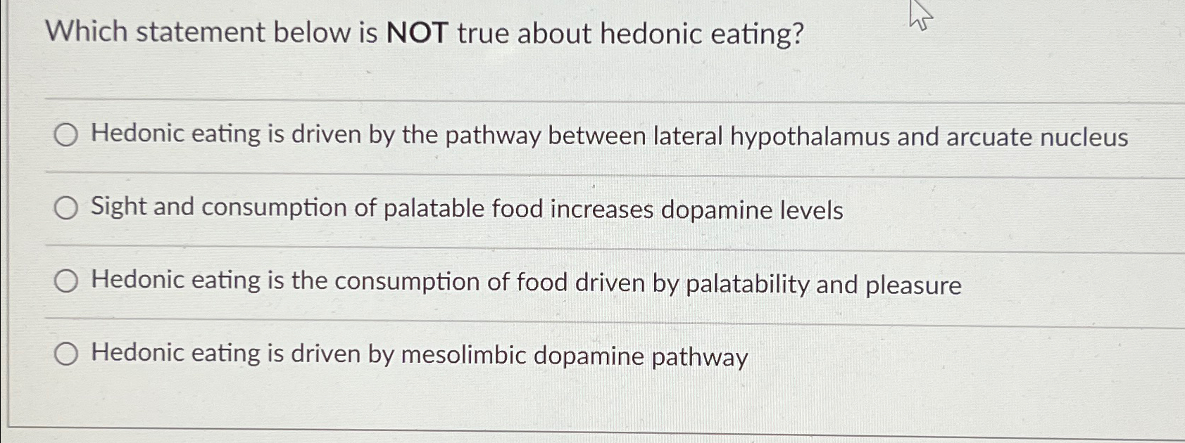 Solved Which statement below is NOT true about hedonic | Chegg.com