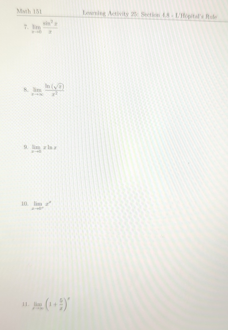 Solved Math 151Learning Activity 25: Section 4.8 - | Chegg.com