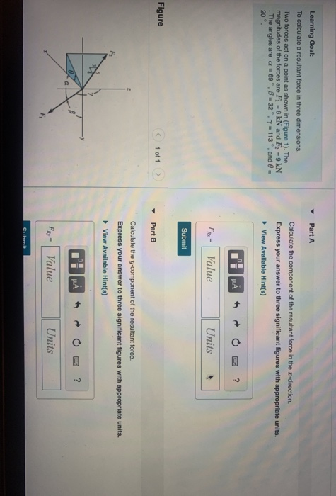 Solved Part A Learning Goal: To calculate a resultant force | Chegg.com