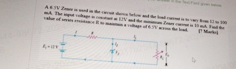 Solved A 6.5V ﻿Zener is used in the circuit shown below and | Chegg.com