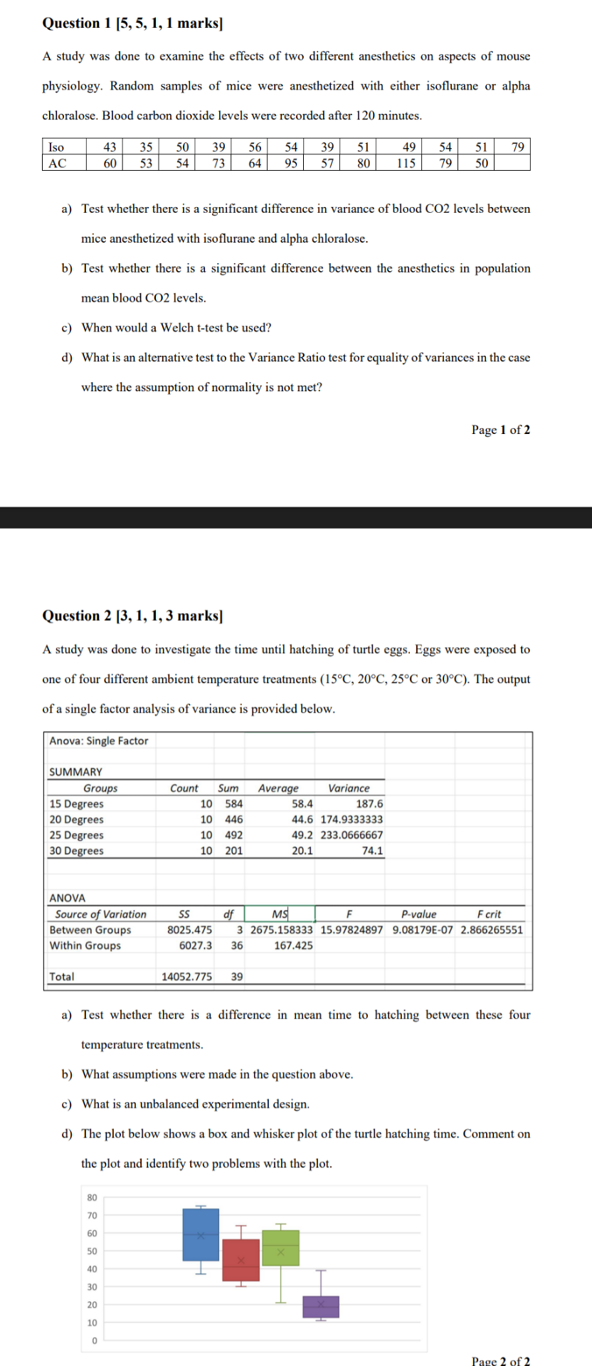 Solved Question \\( 1[5,5,1,1 \\) marks] A study was done to | Chegg.com