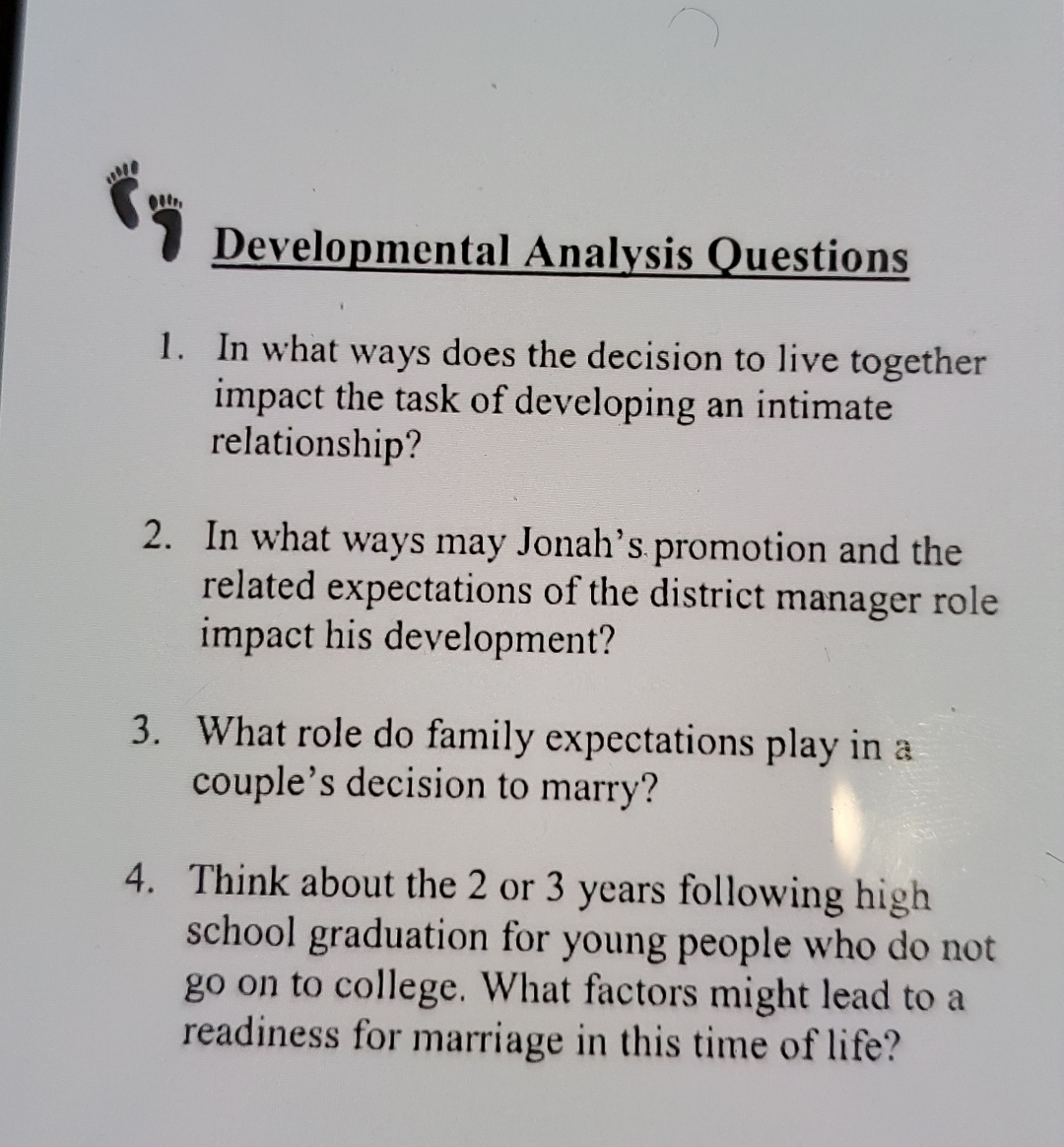 Solved Developmental Analysis QuestionsIn what ways does the | Chegg.com