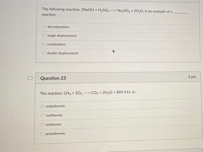 Solved The following reaction: 2NaOH + H2SO4 -> Na2SO4 + | Chegg.com