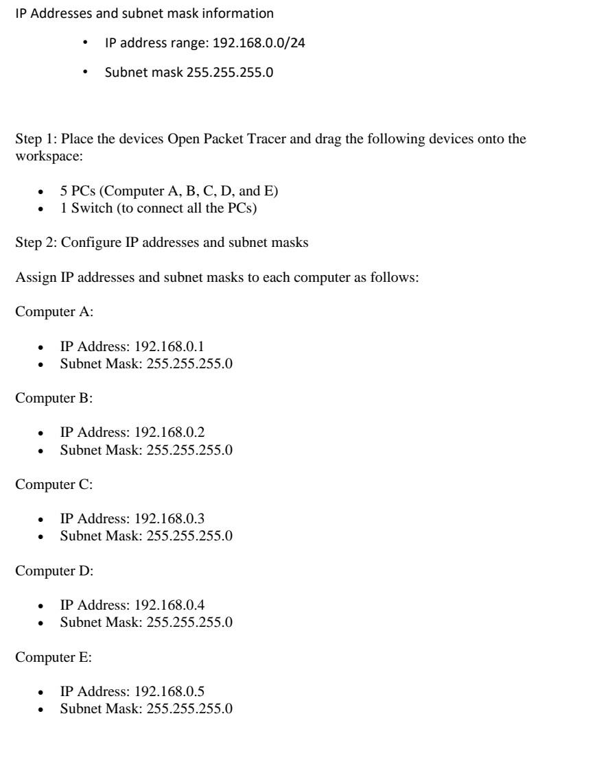 Solved Question 1.1 [5] Use a packet tracer simulation tool | Chegg.com