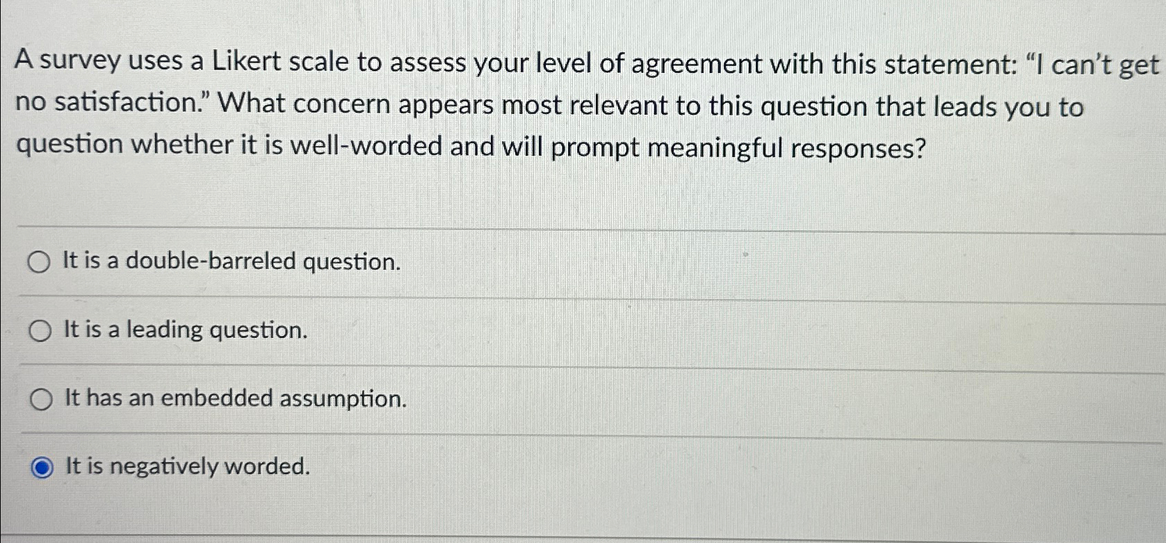 Solved A survey uses a Likert scale to assess your level of | Chegg.com