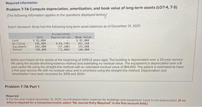 Solved Required information Problem 7-7A Compute | Chegg.com