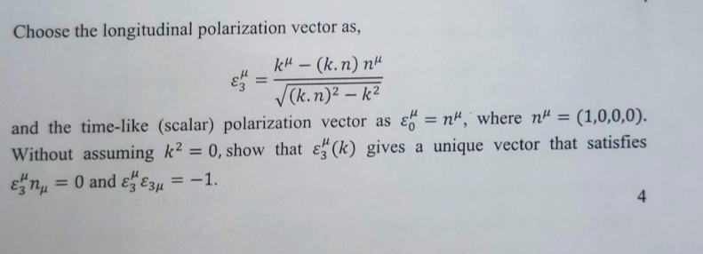 Solved Choose the longitudinal polarization vector | Chegg.com