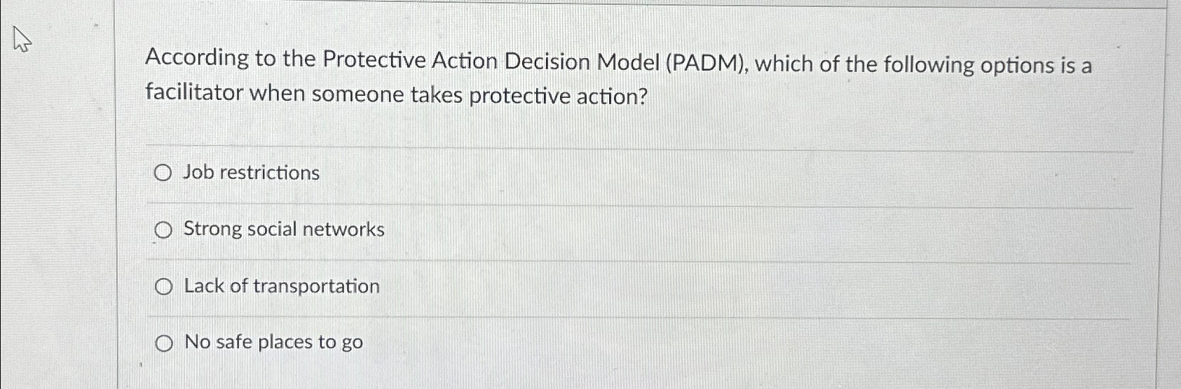 Solved According to the Protective Action Decision Model | Chegg.com
