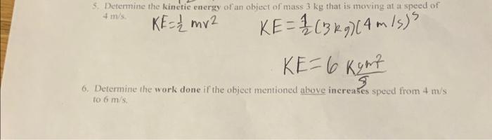 Solved 5. Determine the kinetic energy of an object of mass | Chegg.com
