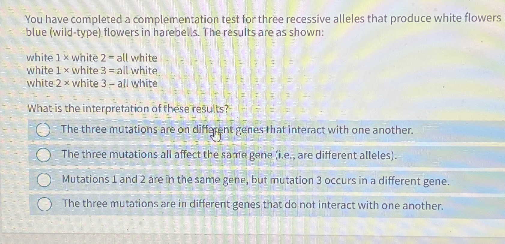 Solved You have completed a complementation test for three | Chegg.com