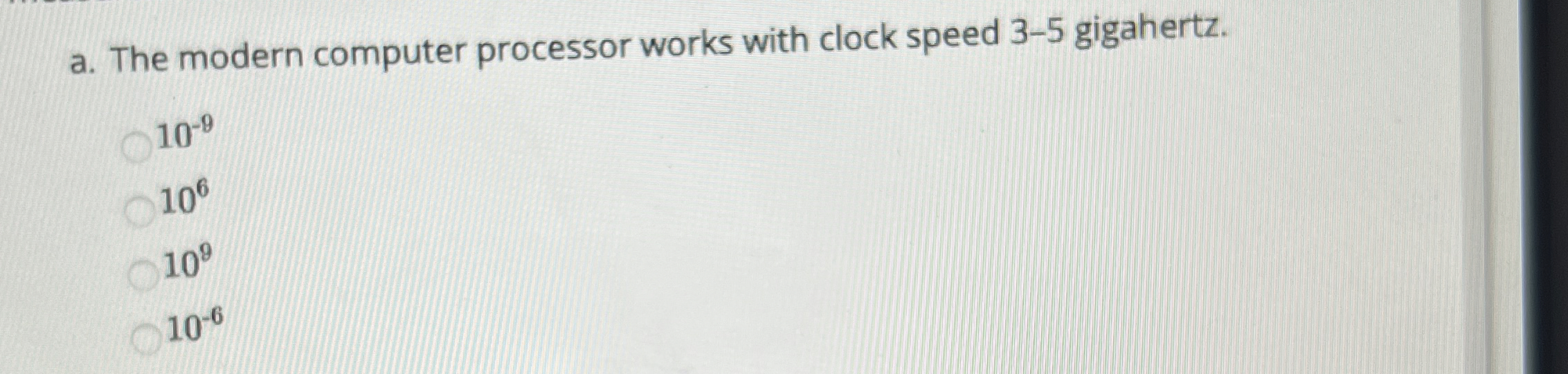 Solved a. ﻿The modern computer processor works with clock | Chegg.com