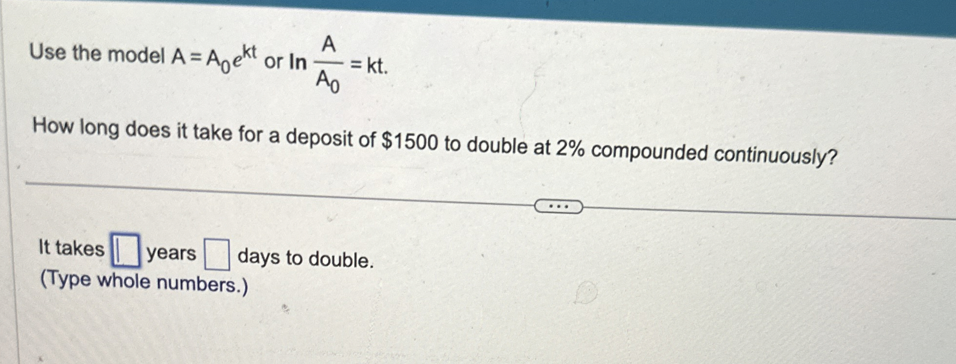 Solved Use the model A=A0ekt ﻿or ln(AA0)=kt.How long does it | Chegg.com