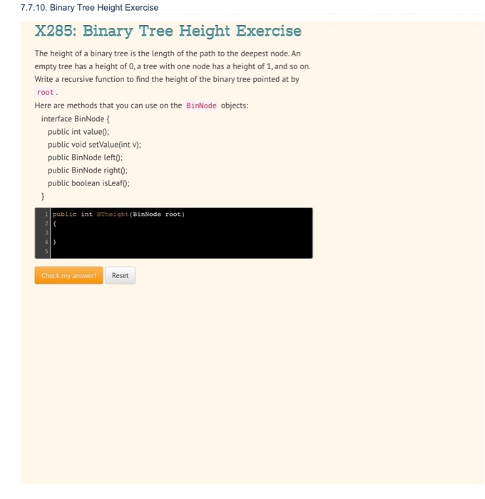 Solved 7710 Binary Tree Height Exercise X285 Binary Tree 3355