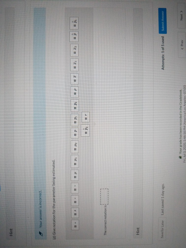 Solved State whether the quantity described is a parameter | Chegg.com