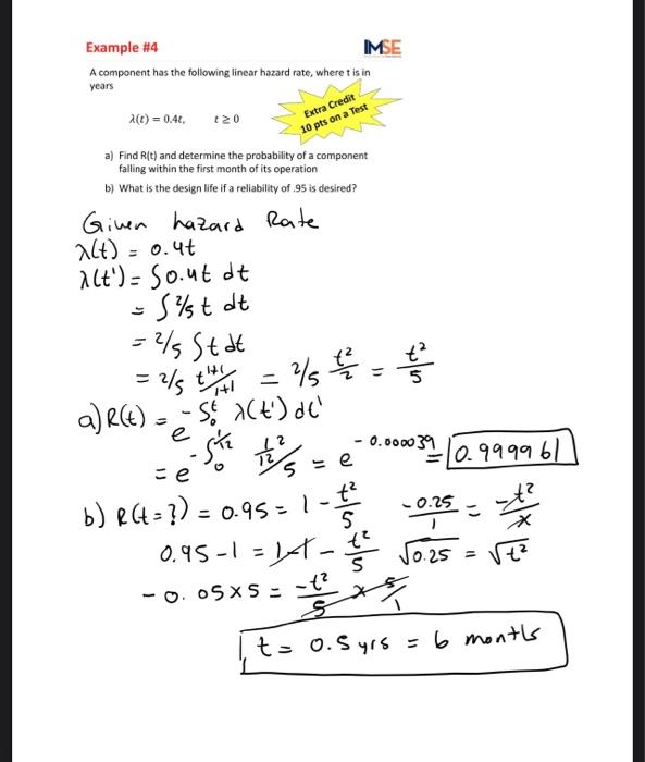 Solved Example #4 MSE A component has the following linear | Chegg.com