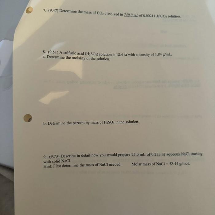 Solved 7. (9.47) Determine the mass of CO2 dissolved in | Chegg.com