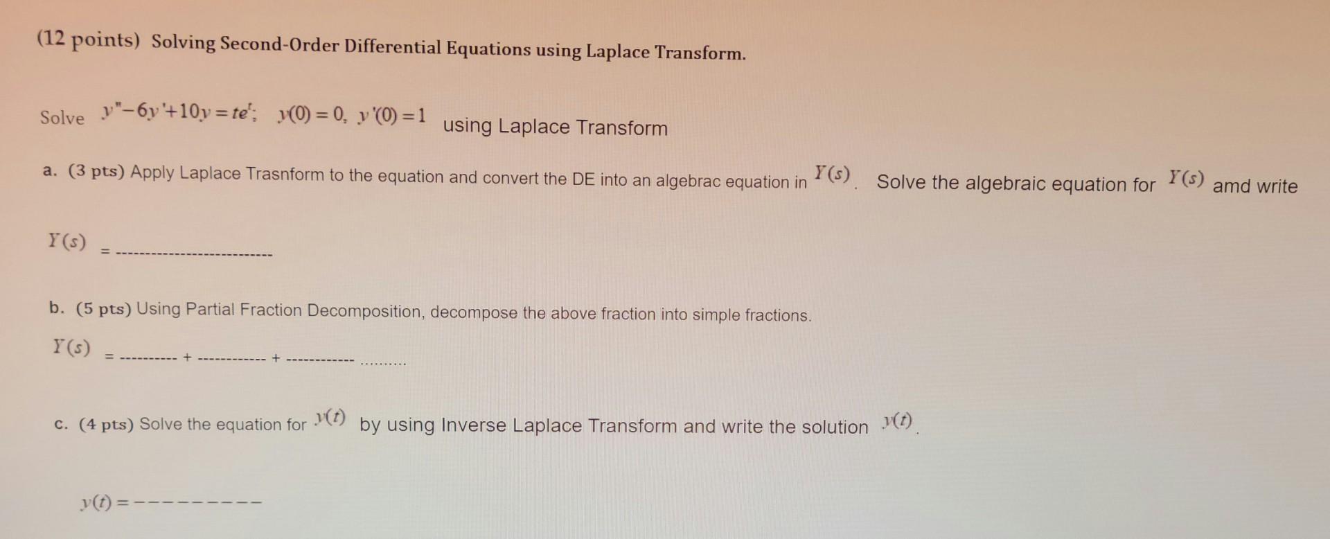 Solved 12 Points Solving Second Order Differential