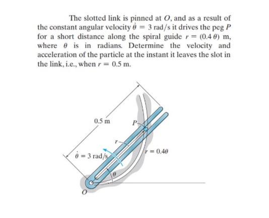 Solved The slotted link is pinned at O, and as a result of | Chegg.com